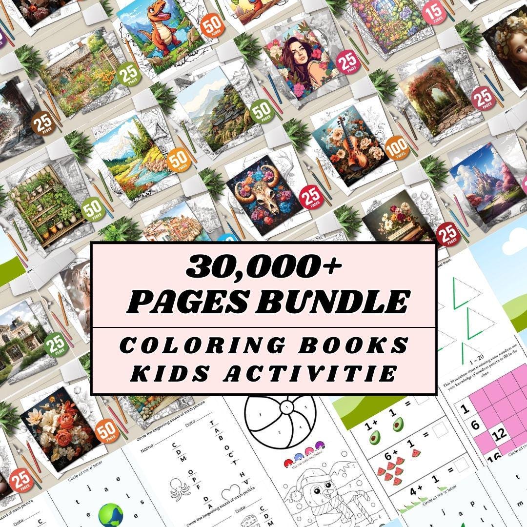 Coloring Book Bundle, 30000 KIDS ACTIVITIE ,anime Coloring Book, Adult ...