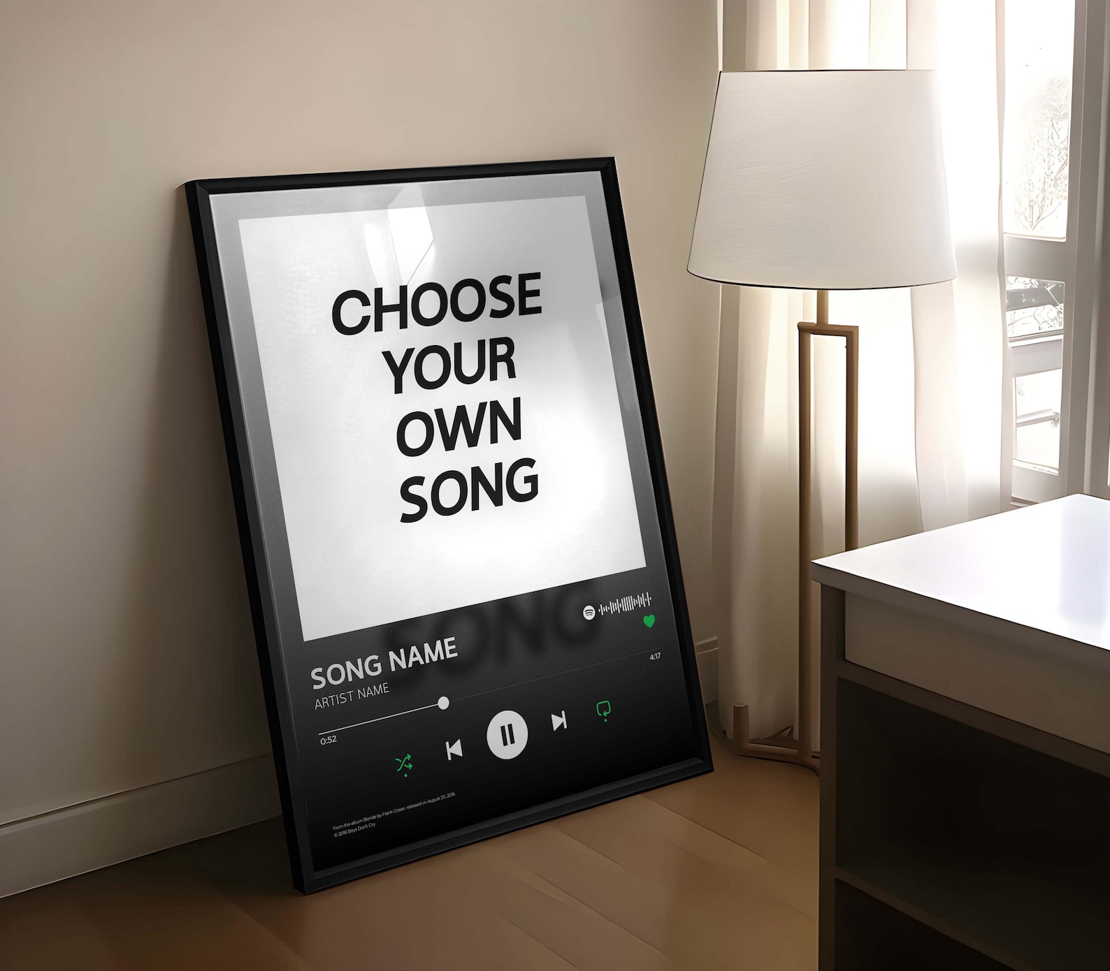 Personalized Spotify Song Poster | Custom White Digital Spotify Song ...