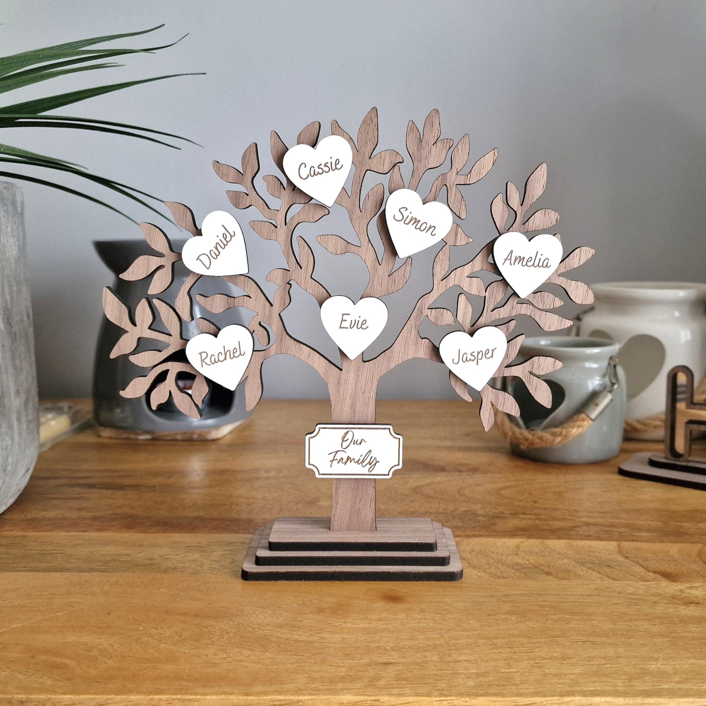 Family Wooden Tree Heart Names | 2-14 Names | Personalise Trunk Plaque ...