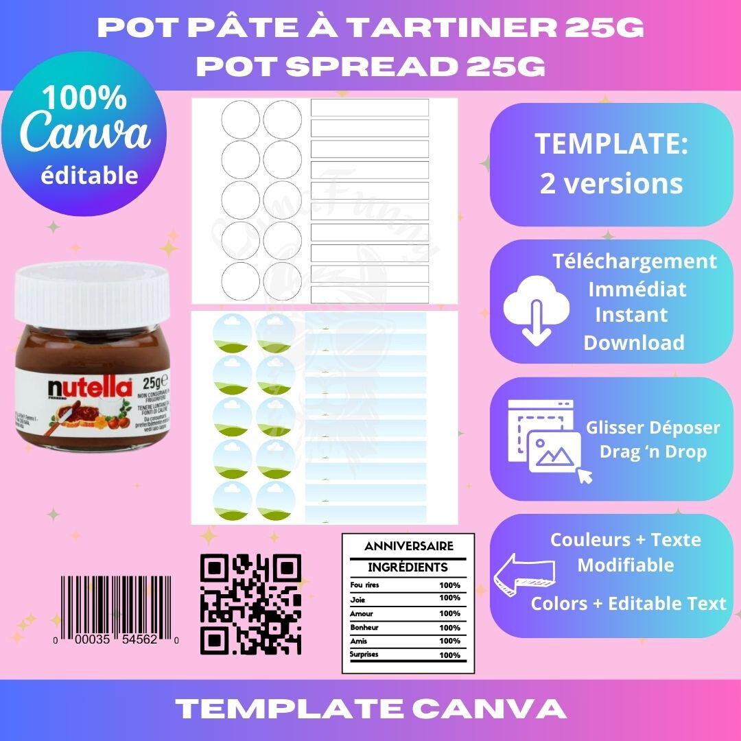 Nutella Template Label Template 25g Spread Label to Personalize ...