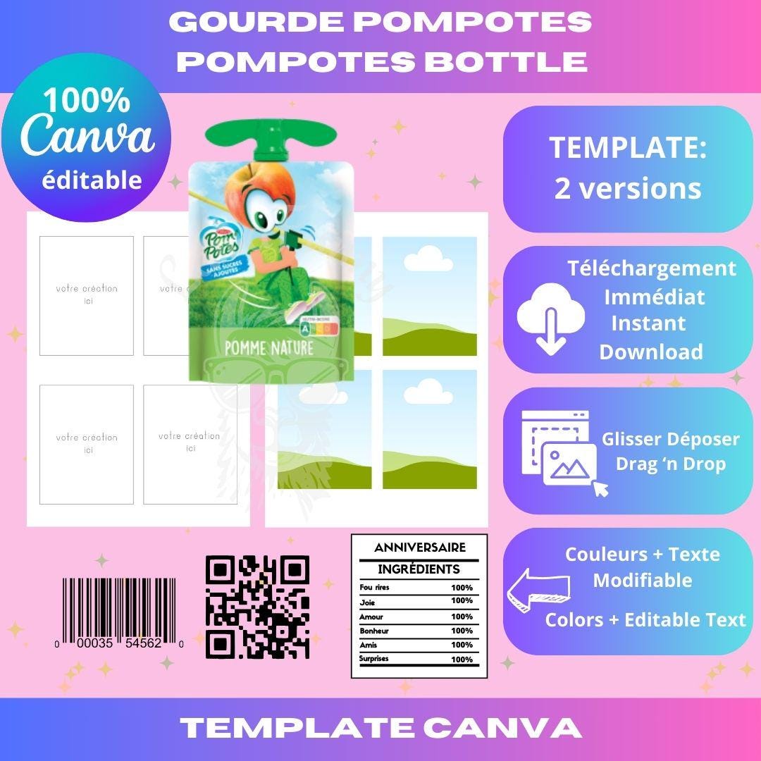 Pompote Model Apple Compote Fruit Label Apple Puree Child Party ...