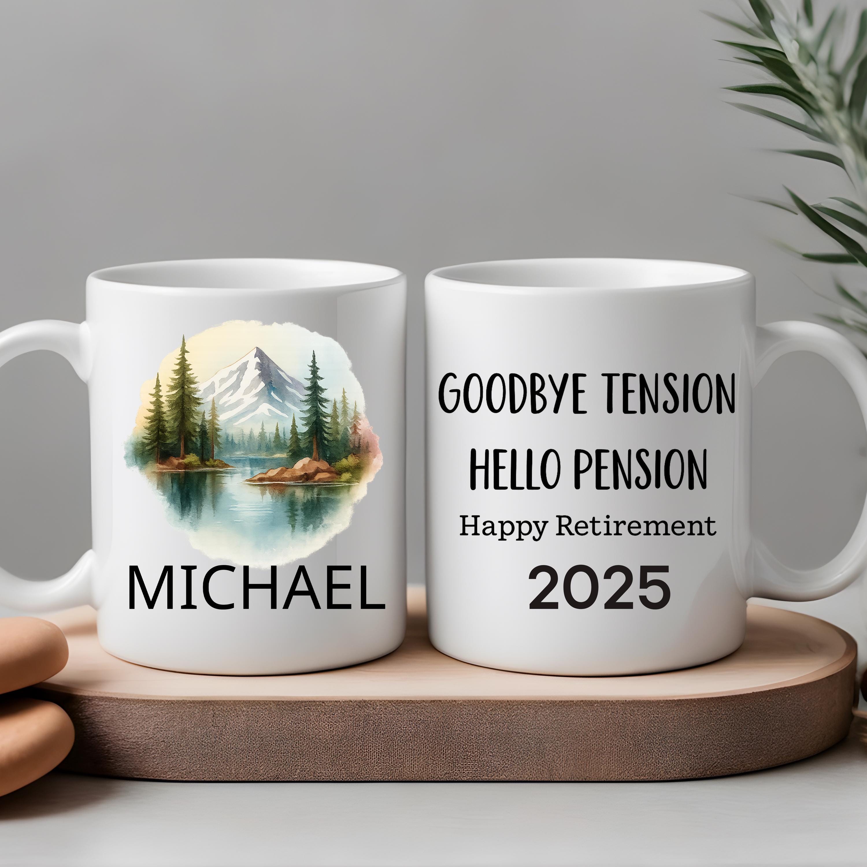 Personalized Retirement Mug for Men, Goodbye Tension Hello Pension ...