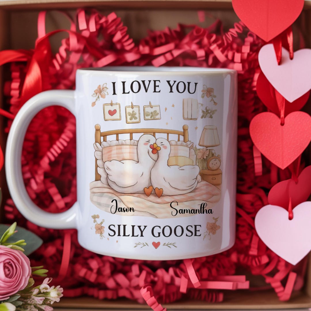 Personalized Silly Goose Mug With Names, Custom Couple Gift for ...