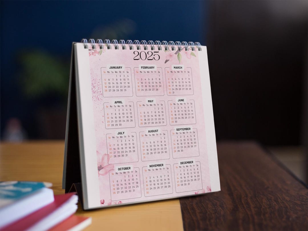 Cherry Blossom Yearly Calendar Digital Printable Calendar, Instant ...