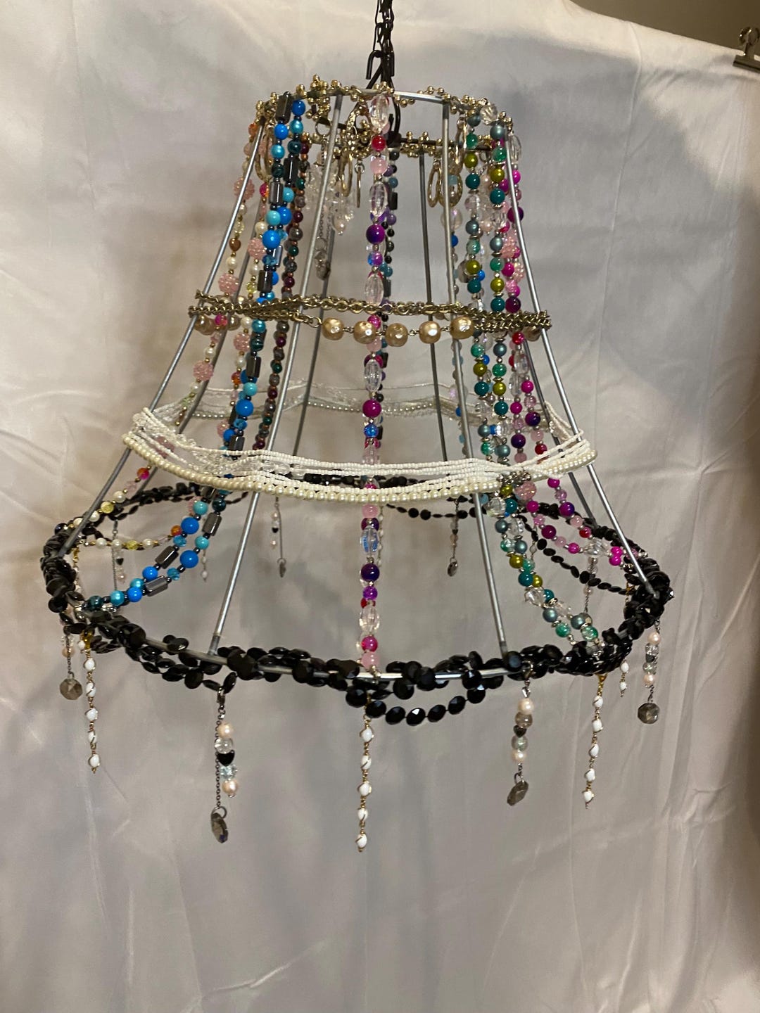Upcycled Hanging Ceiling or Lamp Stand Lampshade With Decorative ...