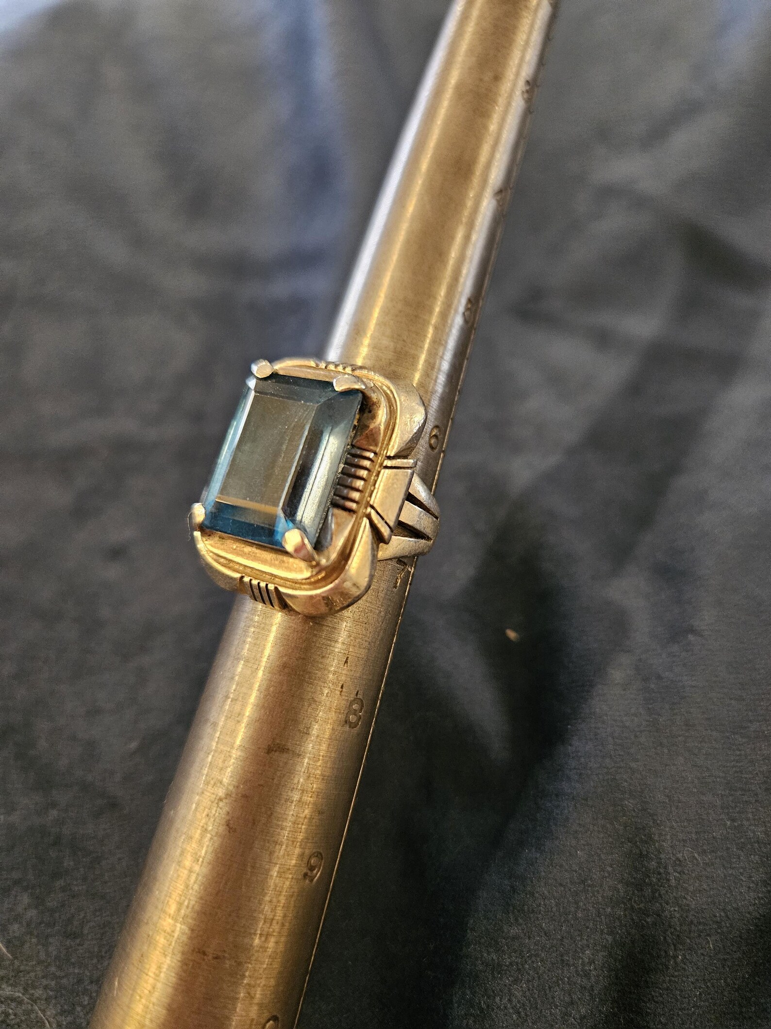 Native American Robert Kelly Signed Sterling Silver and Blue Topaz Ring ...