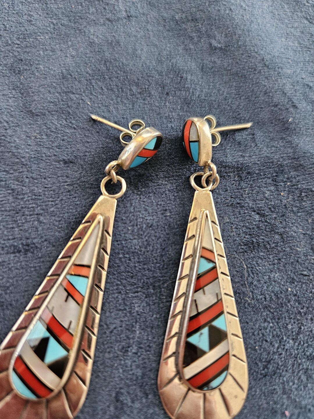 Native American Multi Stone Inlay Dangle Earrings - Etsy