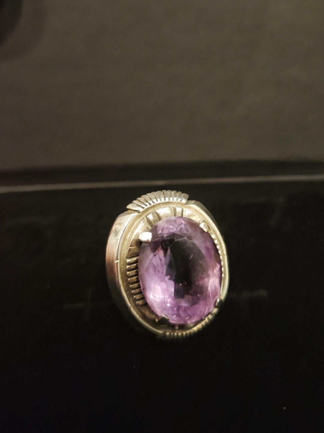 Native American Robert Kelly Signed Sterling Silver and Amethyst Ring ...