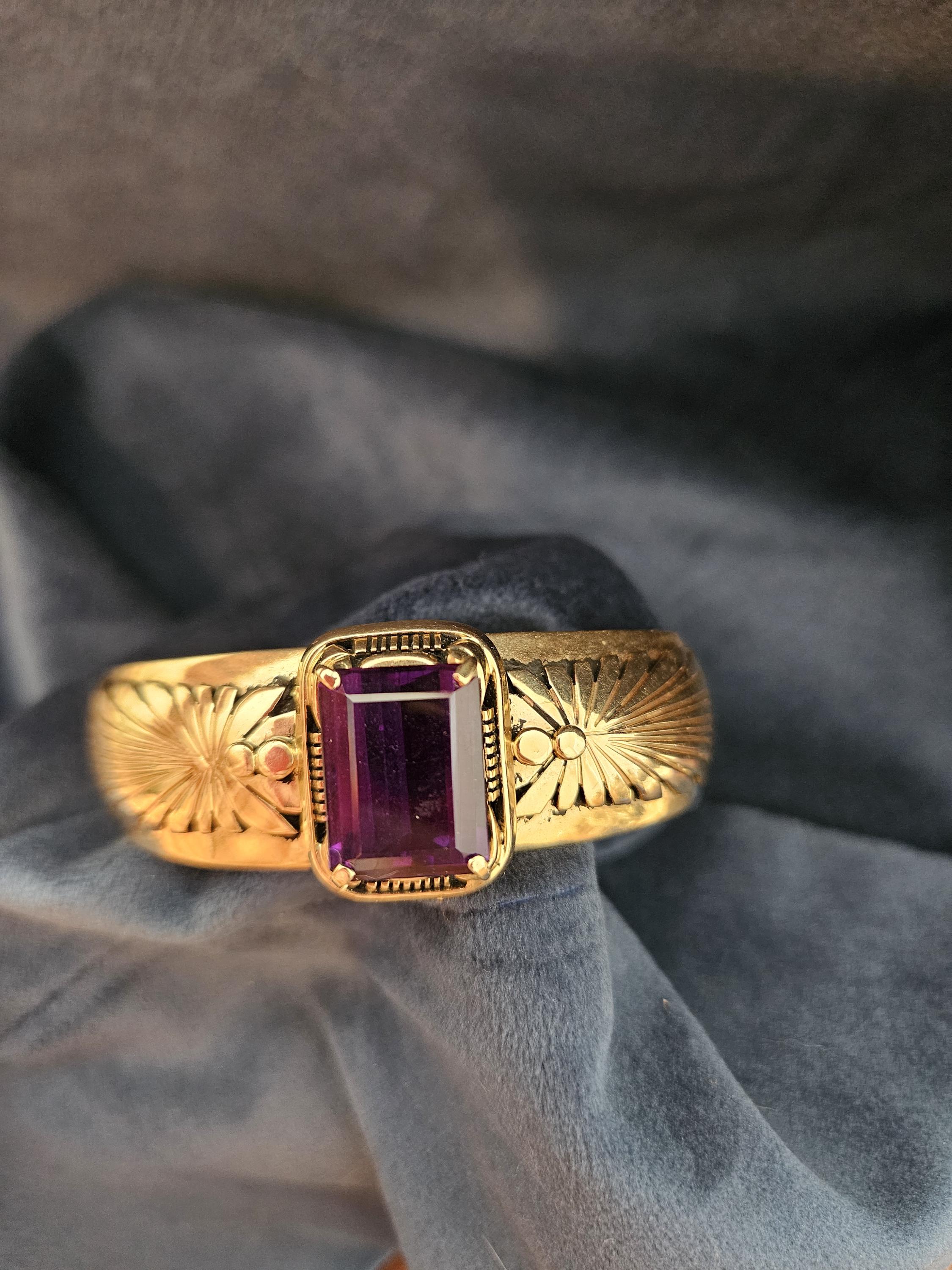 Native American Robert Kelly Signed 14K Gold and Amethyst Cuff - Etsy