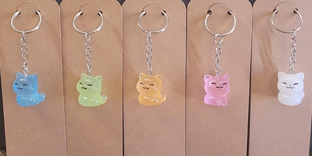 Cute Glow-in-the-dark Keychains - Happy Cats - Etsy