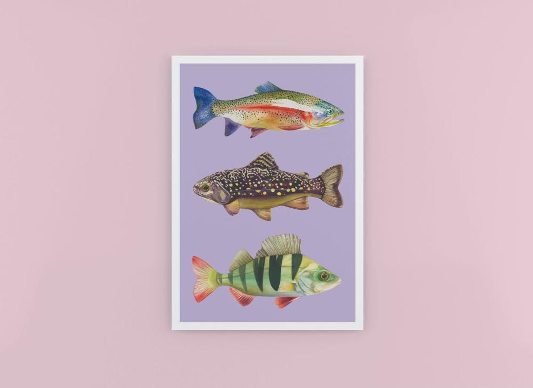 Poster A5 & A4 Fische Nachhaltiger Kunstdruck Mit Handgemalten ...