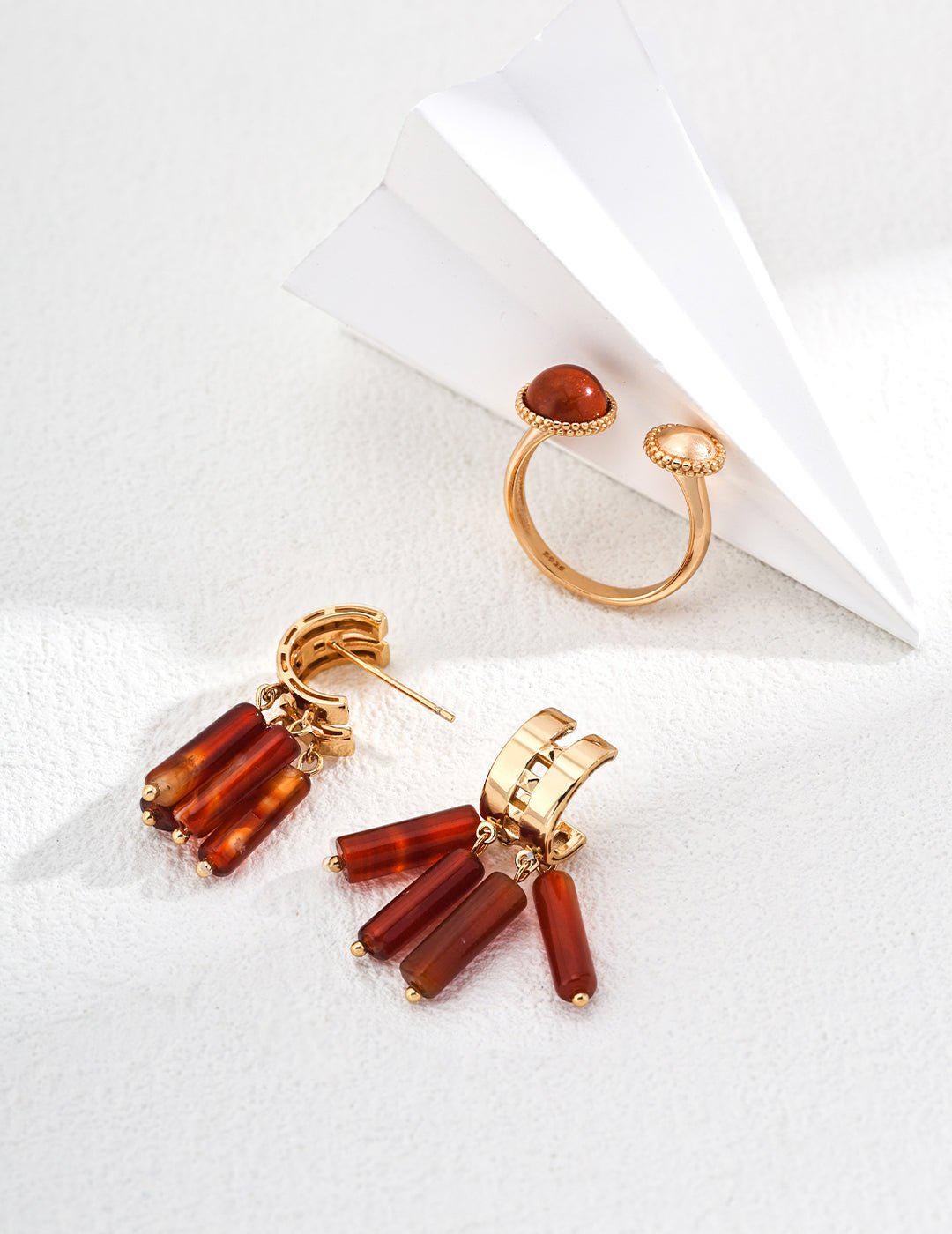 Red Jade Ring – Vibrant Red Jade in a Gold-plated Silver Open Design ...