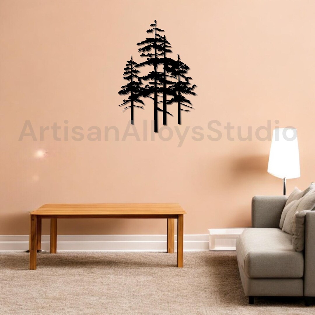 Pine Tree Metal Wall Art | Tree Metal Sign | Four Trees Home Decor ...