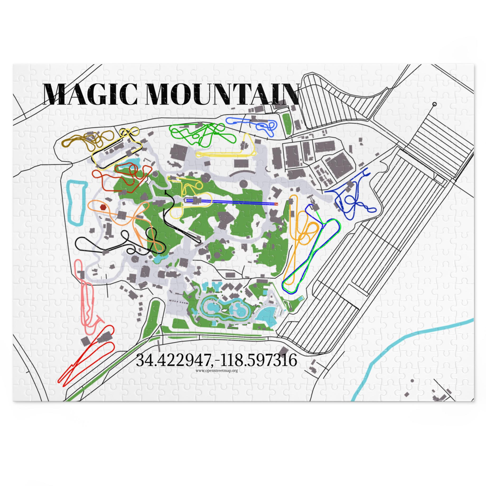 Six Flags Magic Mountain Map, Theme Park Jigsaw Puzzle With Tin, Roller ...