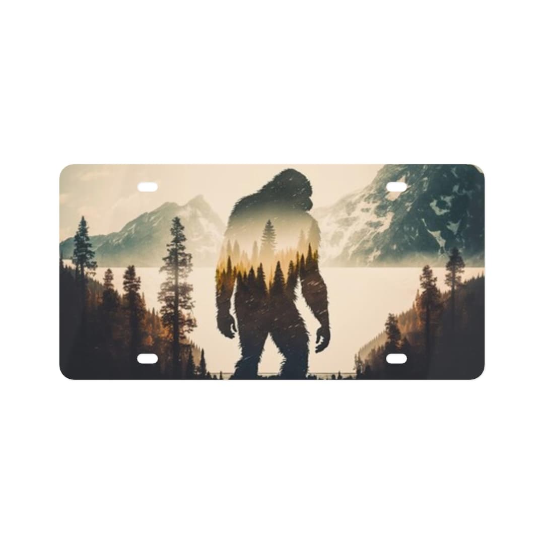 License Plate, Bigfoot Design - Sasquatch Car Tag, Yeti Vanity Plate ...