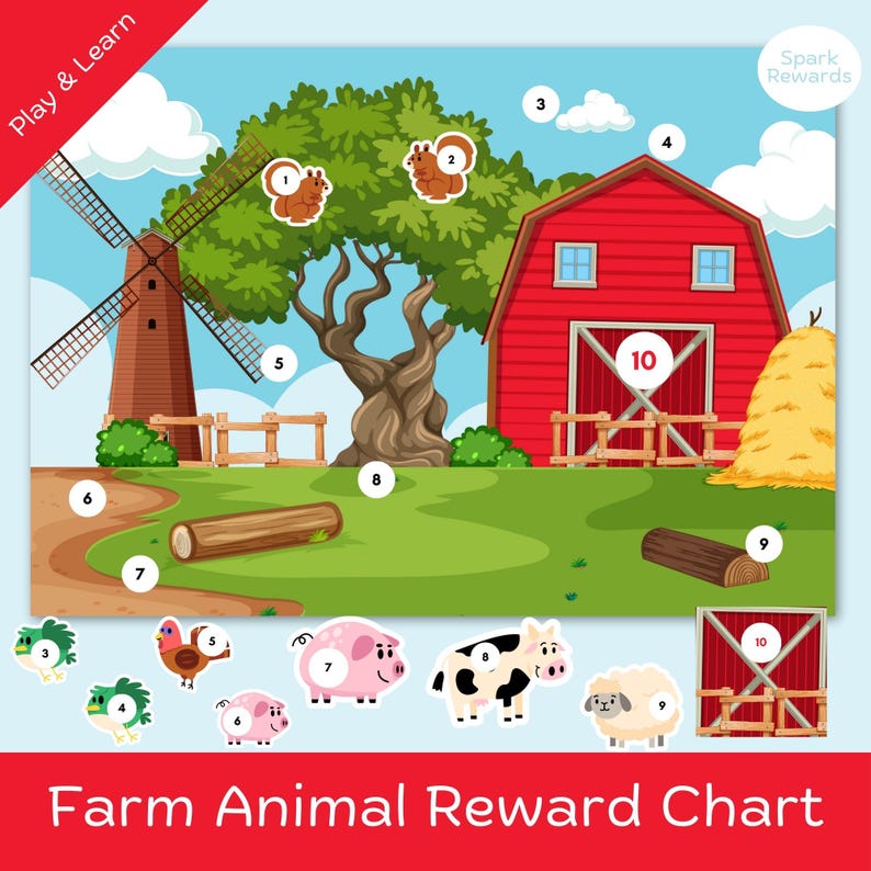 Farm Animal Reward Chart for Kids | Printable Behavior Chart | Toddler ...
