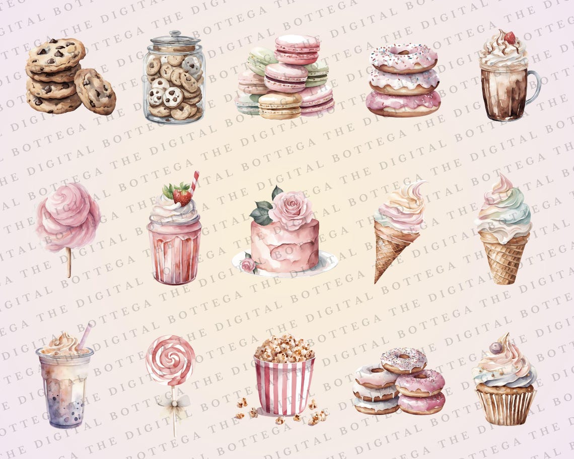 Pastel Candy Clipart, Candy Land Clipart, Watercolor Sweets Clipart ...