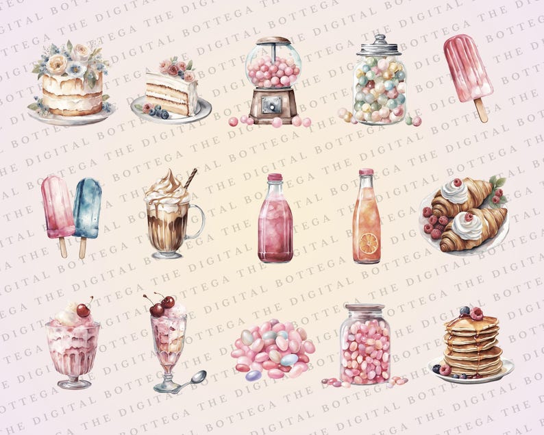 Pastel Candy Clipart, Candy Land Clipart, Watercolor Sweets Clipart ...