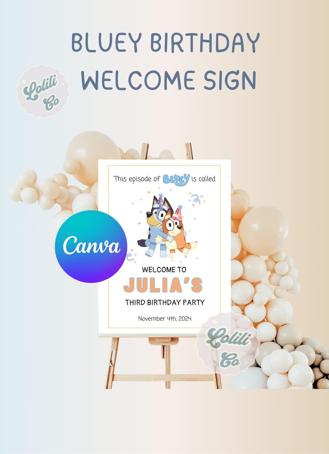 Editable Bluey Welcome Sign - Birthday - Etsy