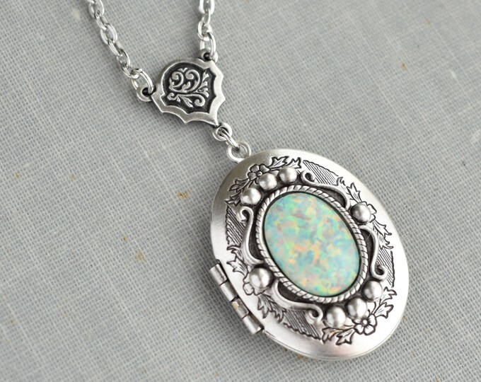 Mint Opal Locket Necklace. 8 Opal Colors to Choose From - Etsy