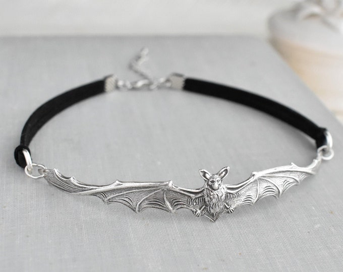 Bat Leather Choker. Choose From 17 Leather Colors - Etsy