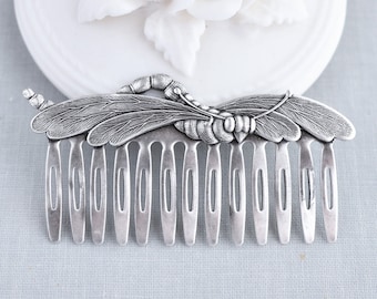 Dragonfly Hair Comb, Articulated Tail, Rainbow Dragonfly, Jeweled Hair ...