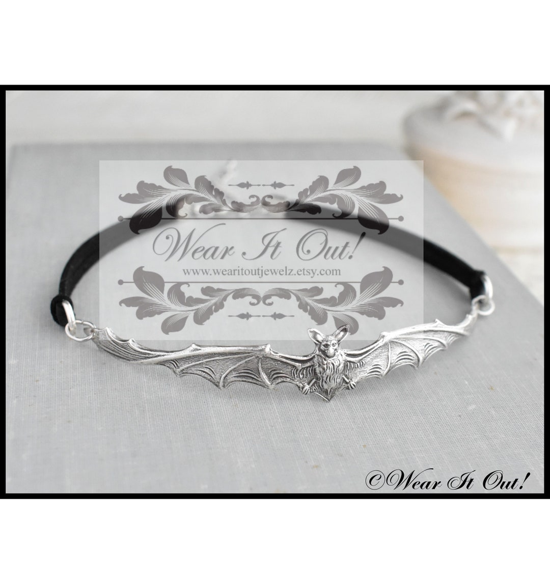 Bat Leather Choker. Choose From 17 Leather Colors - Etsy