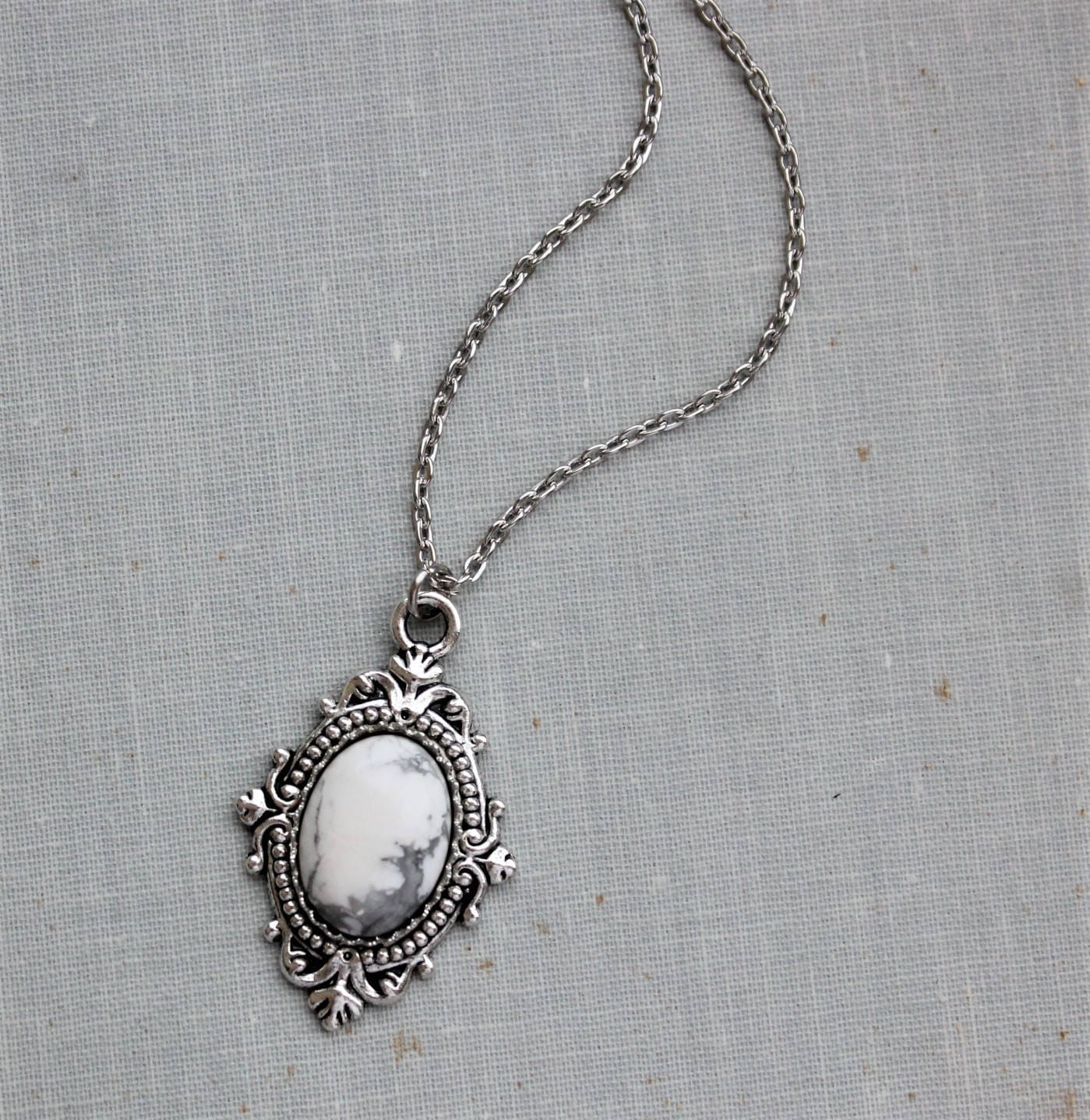 Howlite Necklace. White Howlite. Gemstone Necklace. | Etsy