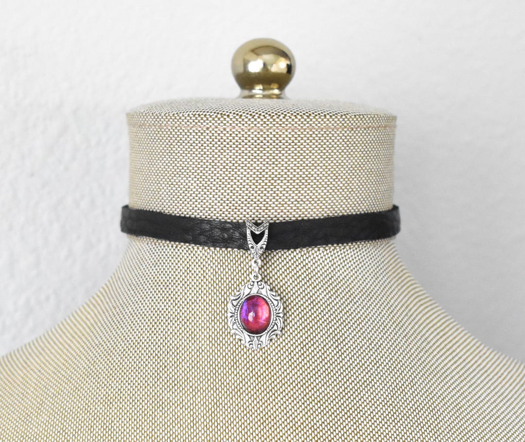 Mexican Fire Opal Leather Choker. Dragons Breath Choker. 25 Gemstone ...