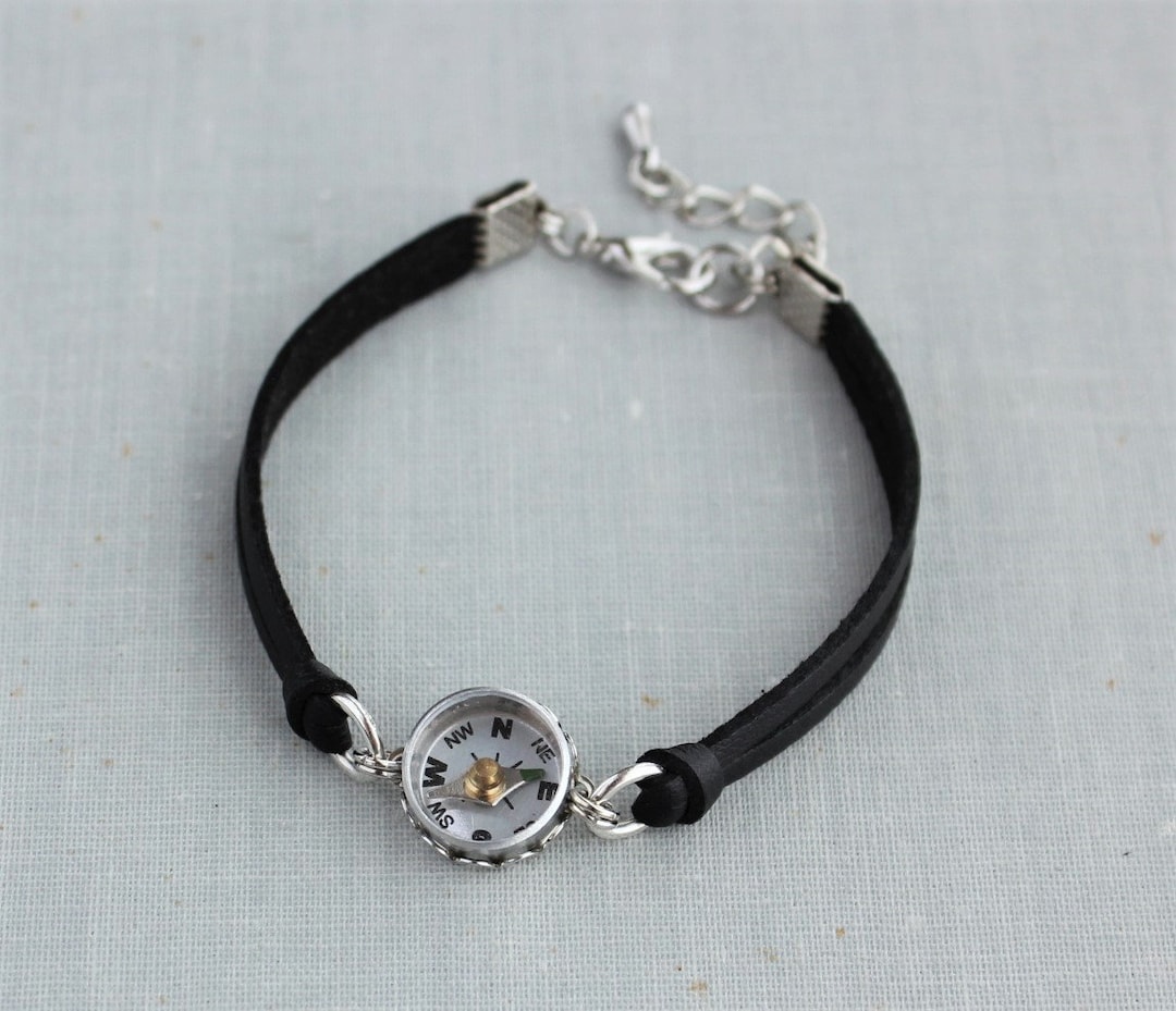 Compass Leather Bracelet - Etsy