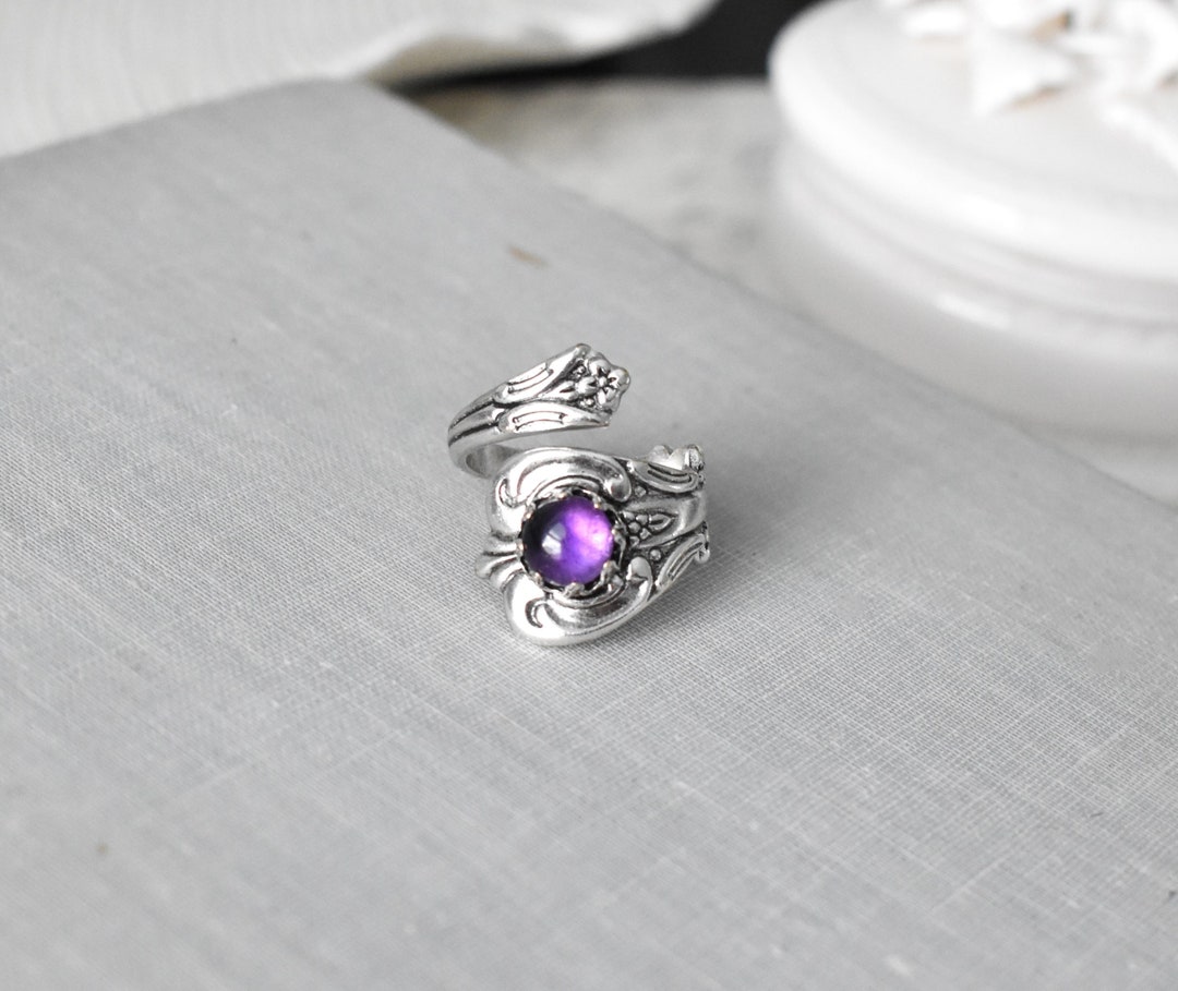 Amethyst Spoon Ring. (the ORIGINAL) 22 Opal/gemstone Options - Etsy