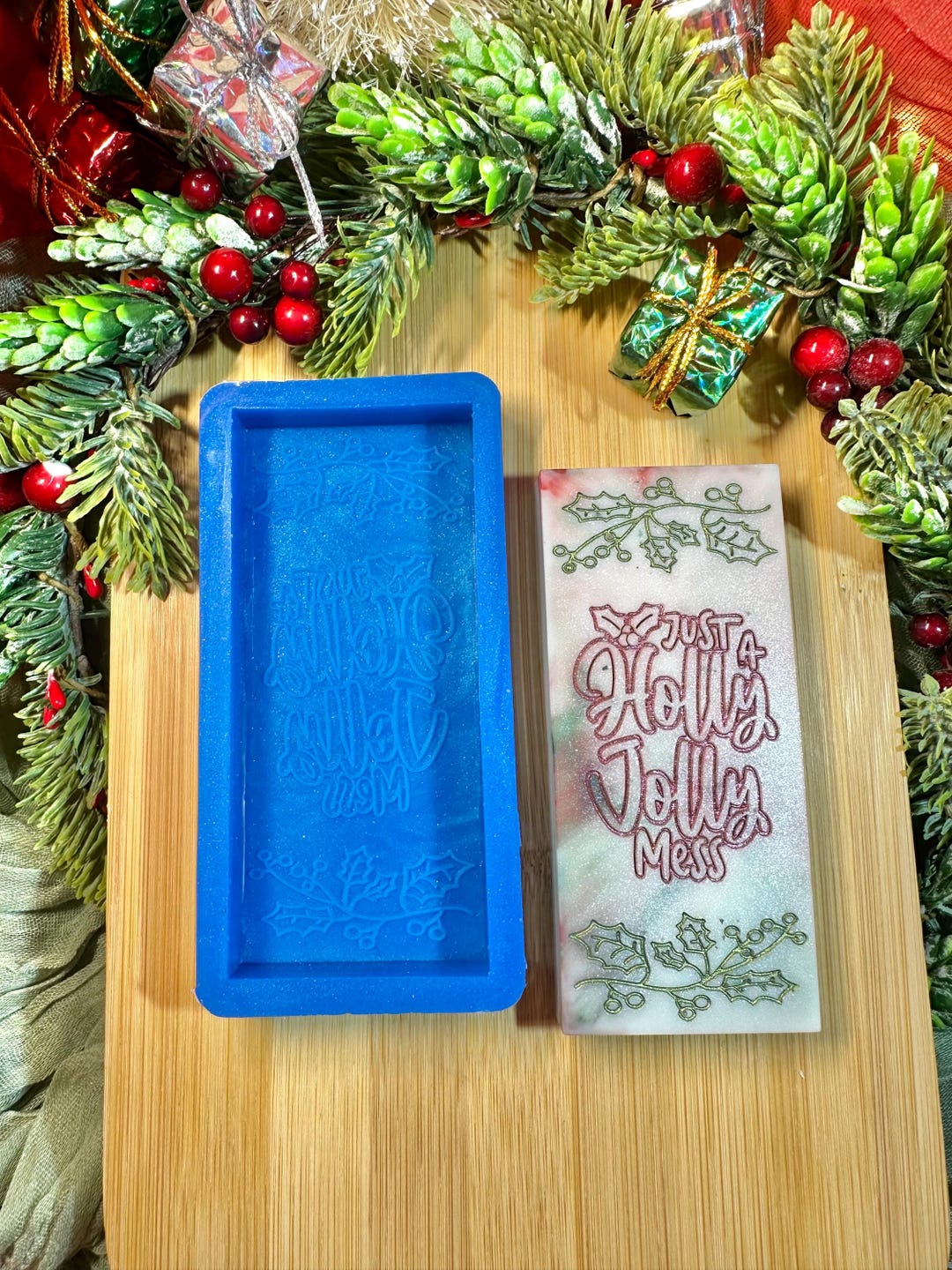 Just A Holly Jolly Mess Silicone Mold: Wax Melts, Snap Bars, Crafts ...