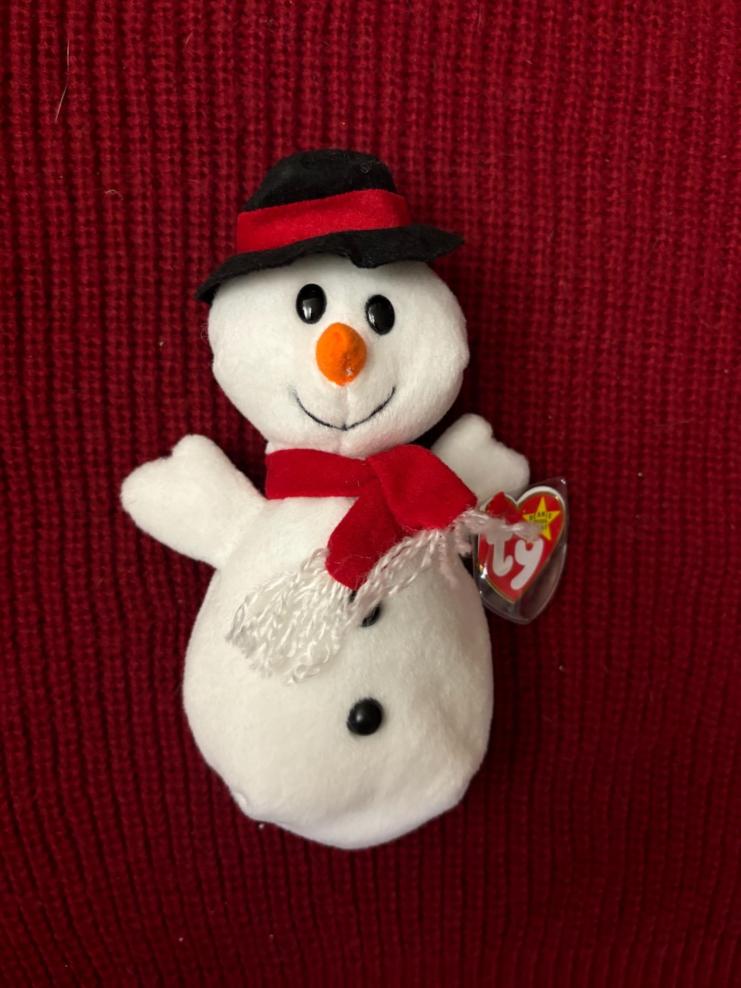 Vintage Ty Beanie Baby Snowball the Snowman 1996 Christmas Bean Bag ...