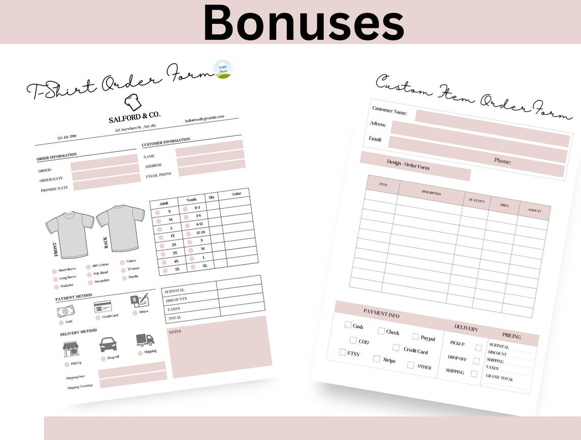 Business Operation Template, Custom Order Form, Order Form, Business ...