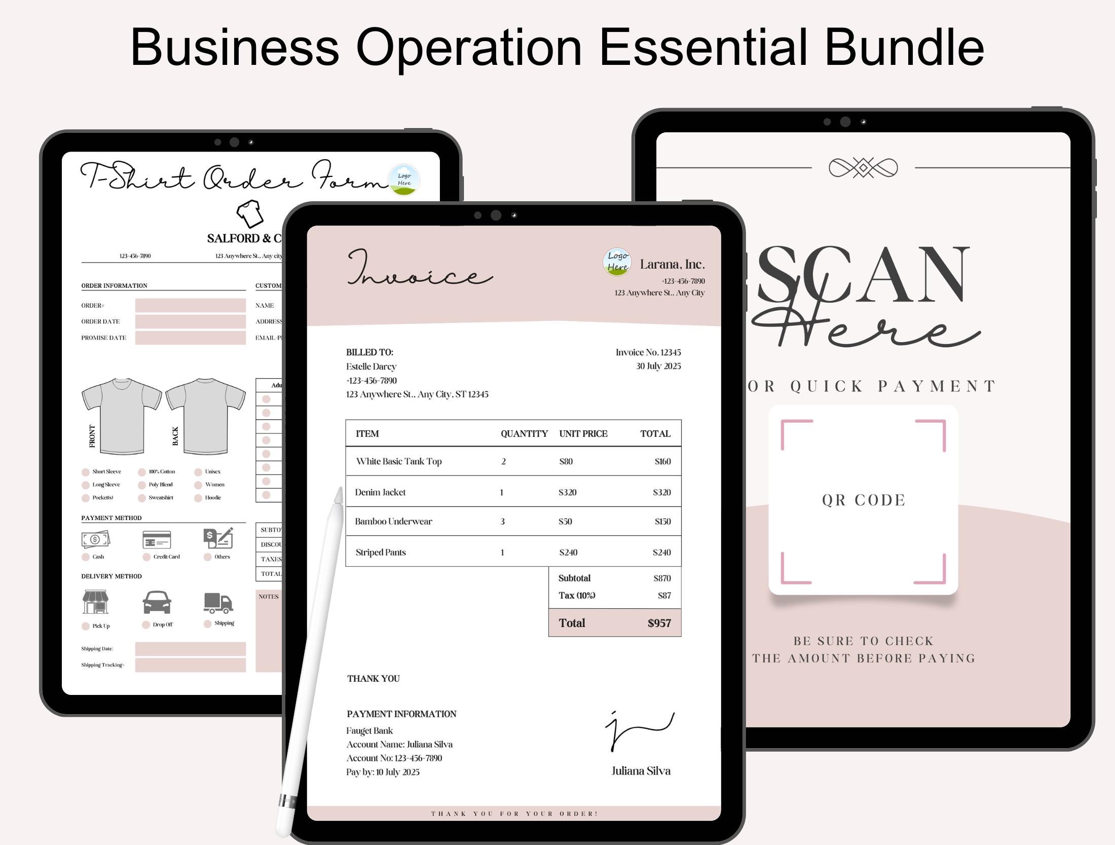 Business Operation Template, Custom Order Form, Order Form, Business ...