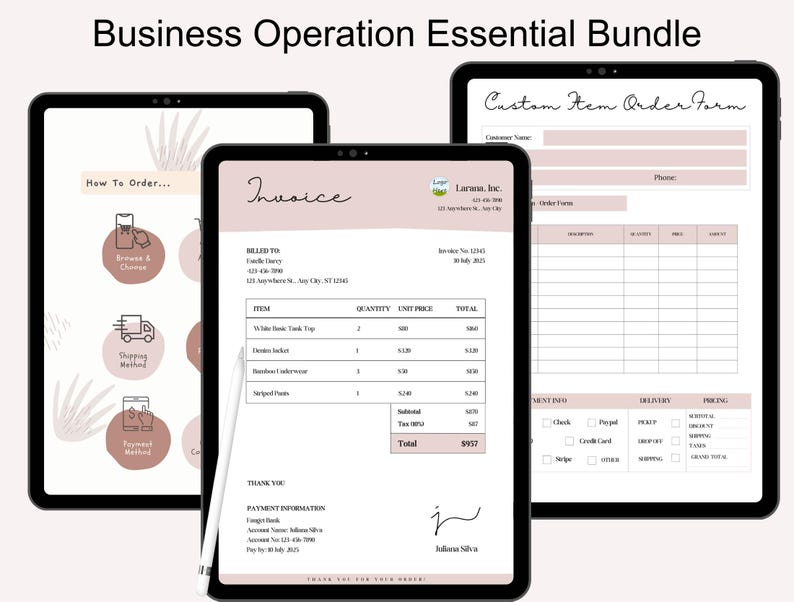 Business Operation Template, Custom Order Form, Order Form, Business ...
