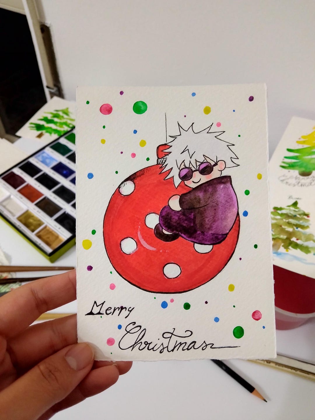 Print Chibi Satoru Gojo Christmas Greeting Card - Etsy