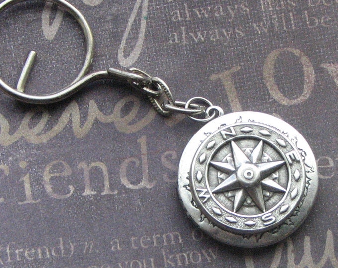 Compass Keychain Locket, Key Chain Locket, Compass Jewelry, Locket Key ...