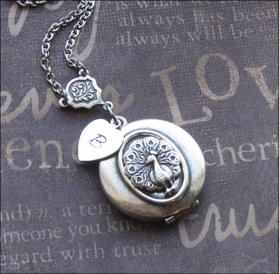 Peacock Locket Photo Picture Necklace Locket Jewelry Locket Etsy