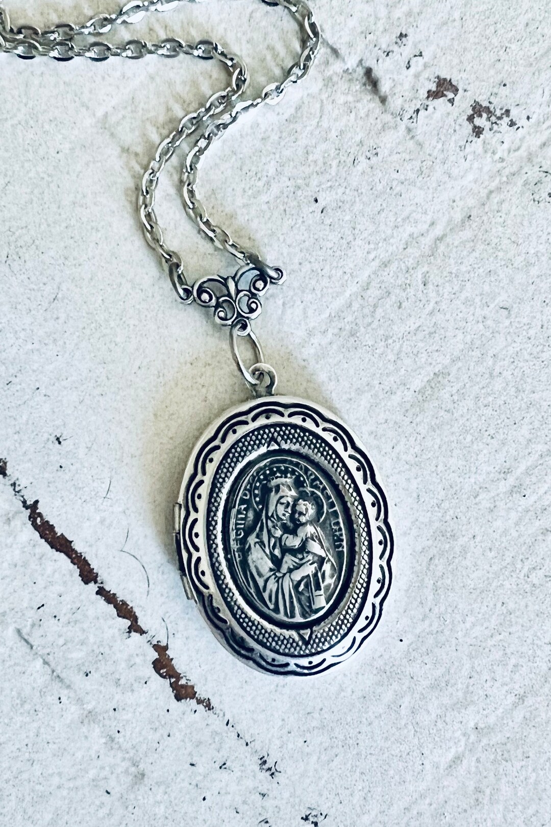 Virgin Mary Locket Necklace Confirmation Locket Womens Locket - Etsy