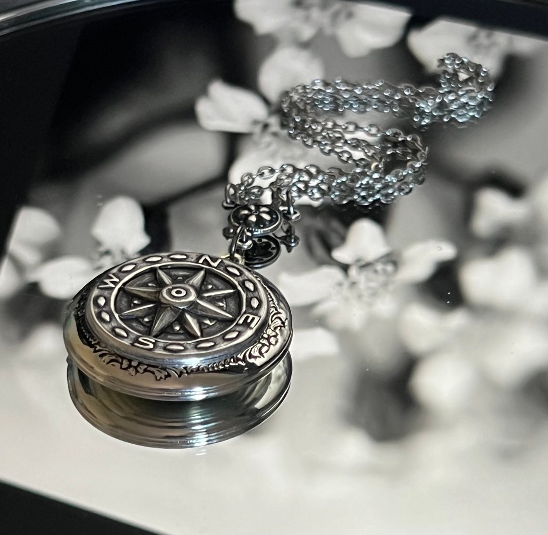 READY TO SHIP Compass Locket Necklace Silver Compass Jewelry - Etsy