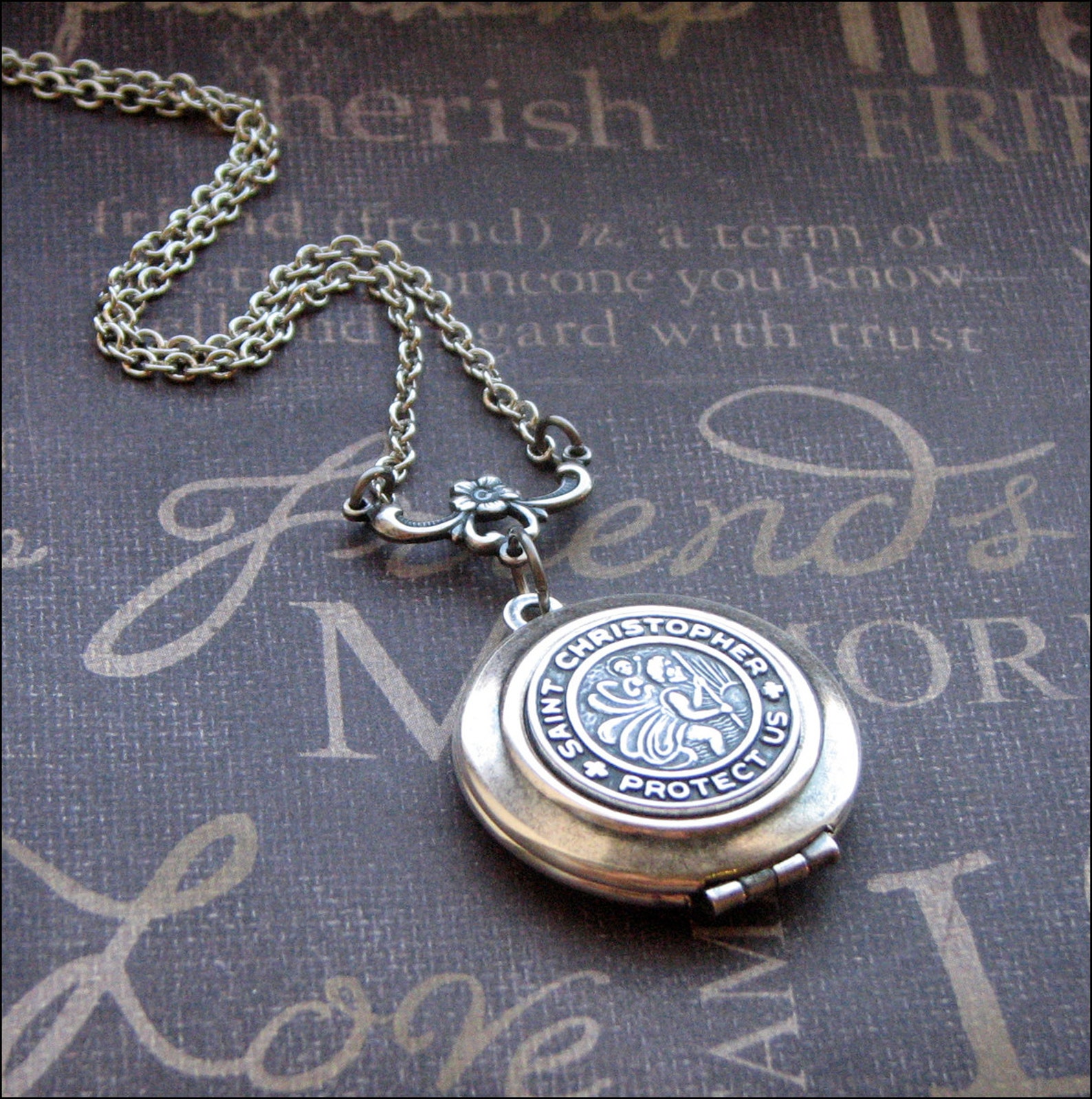 St. Christopher Locket Locket Necklace Religious Jewelry - Etsy
