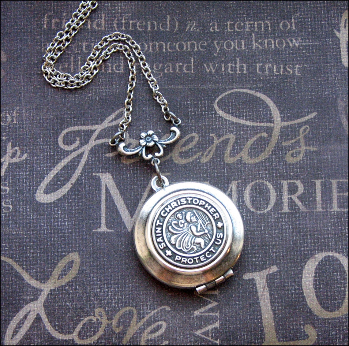St. Christopher Locket Locket Necklace Religious Jewelry - Etsy