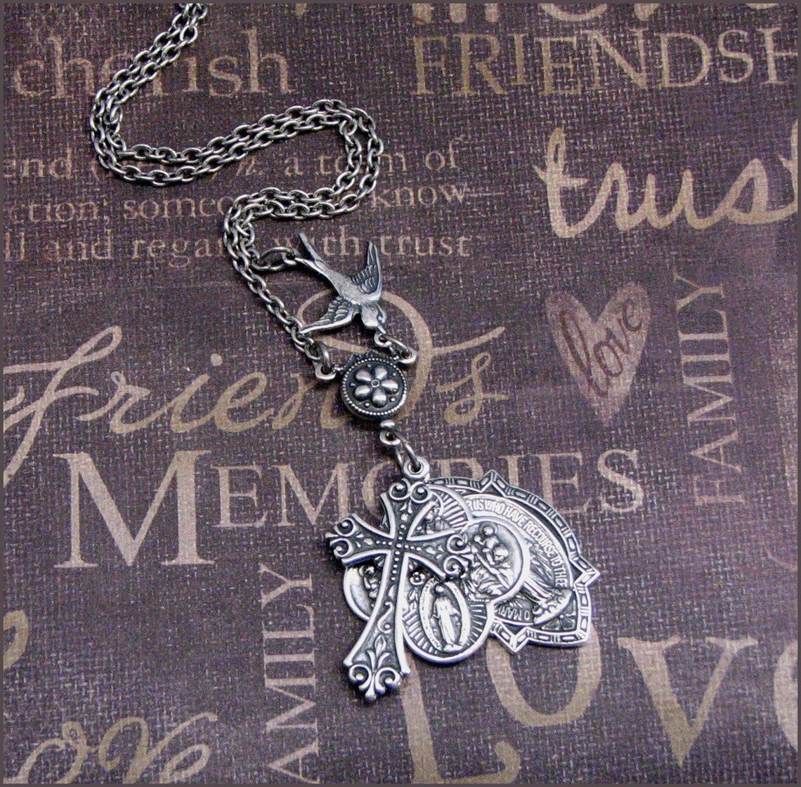 Catholic Necklace Cross Jewelry Religious Medals Virgin | Etsy