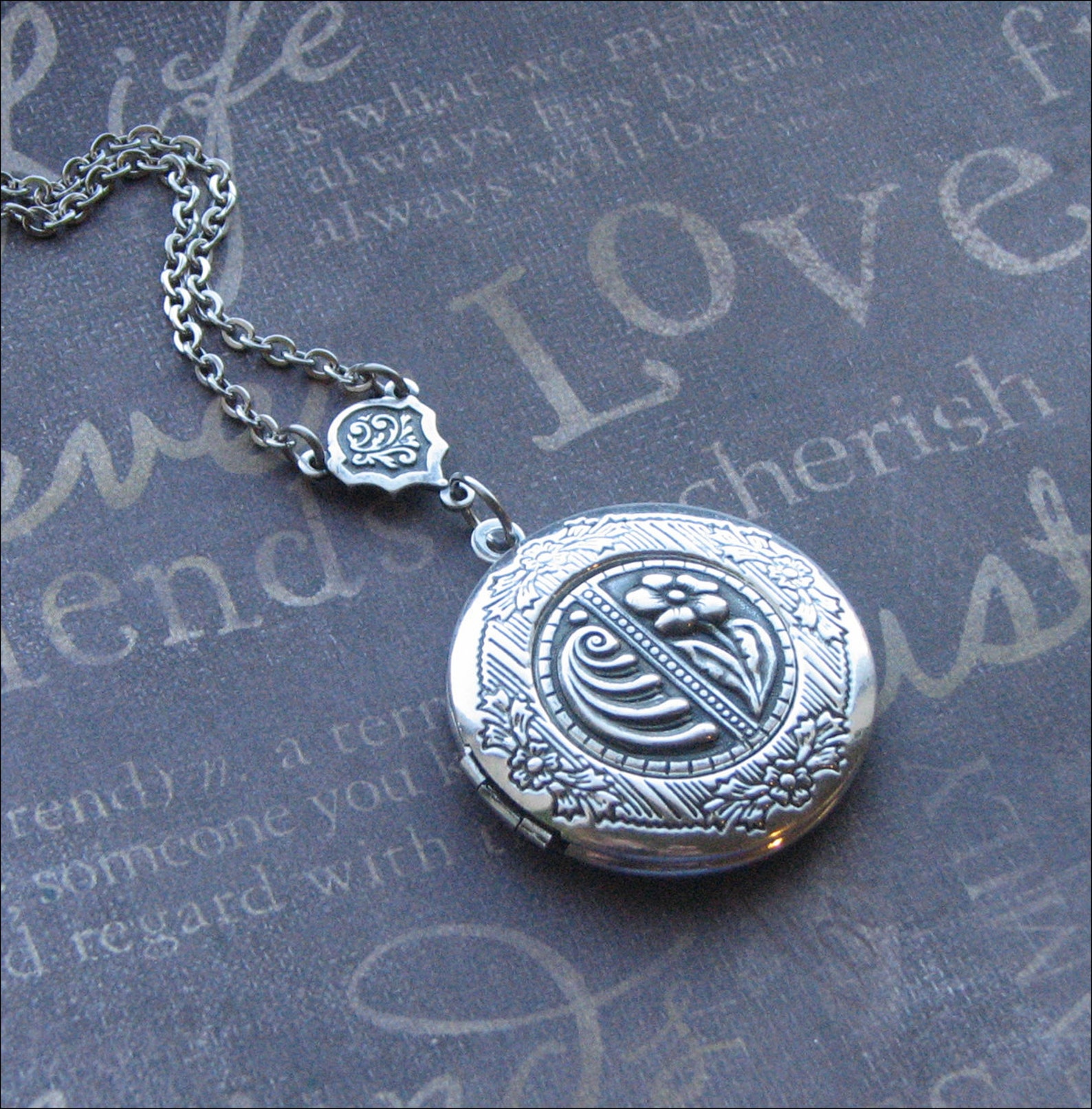 Silver Locket Necklace Y Necklace Photo Locket Picture | Etsy