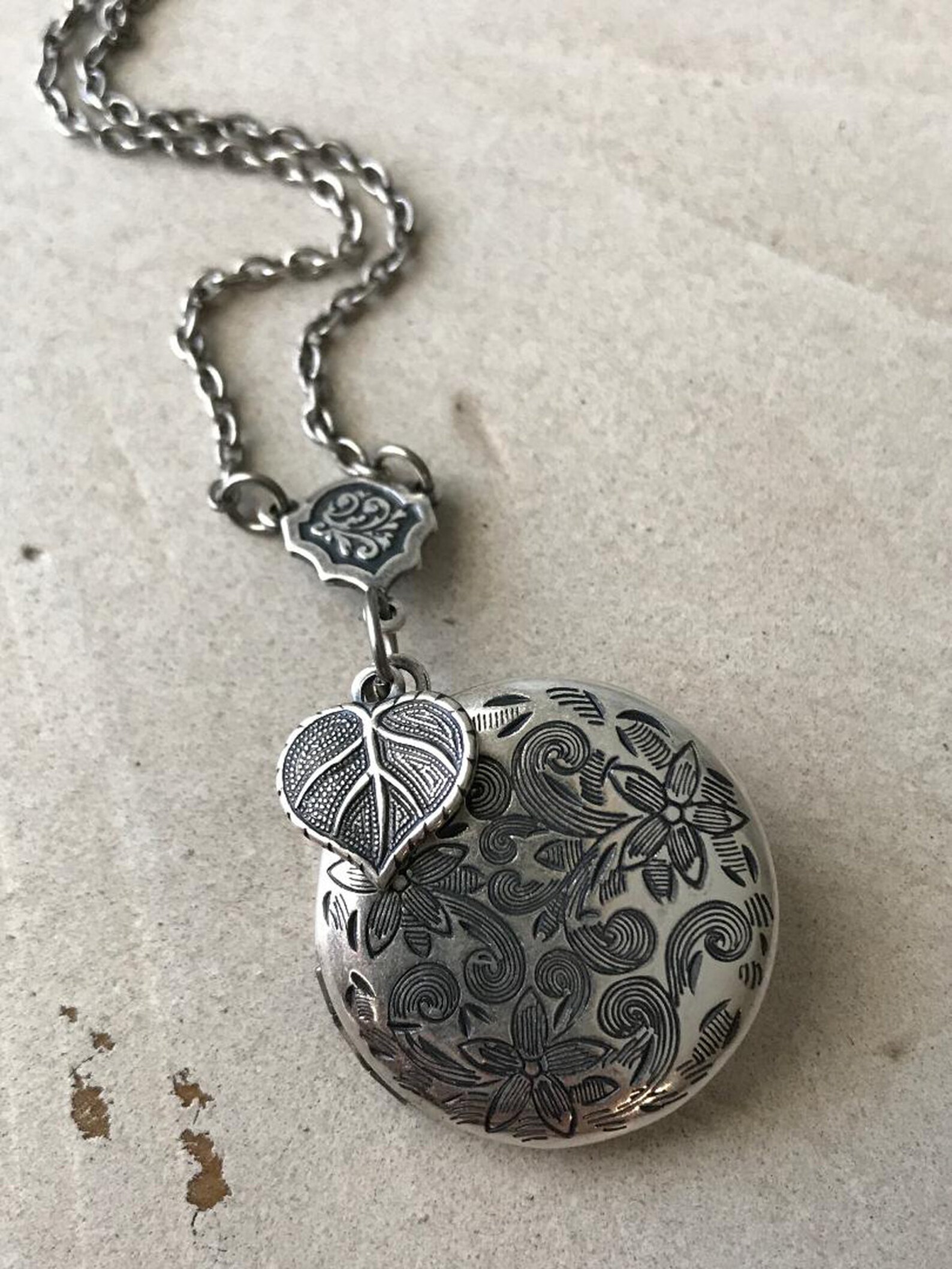 Silver Locket Necklace Flower Jewelry Love Garden Locket | Etsy