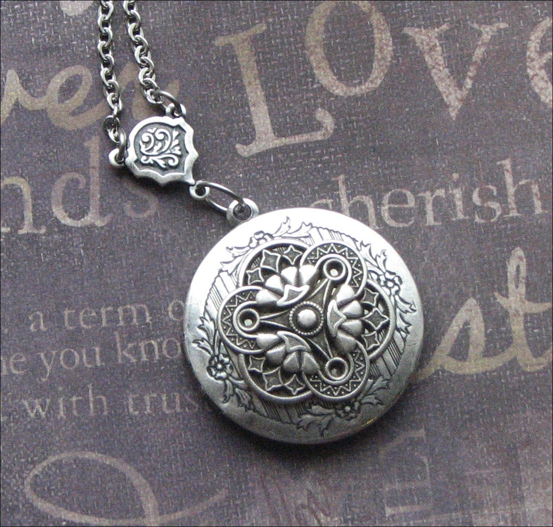Silver Locket Necklace, Celtic Jewelry, Photo Picture Locket, Locket ...