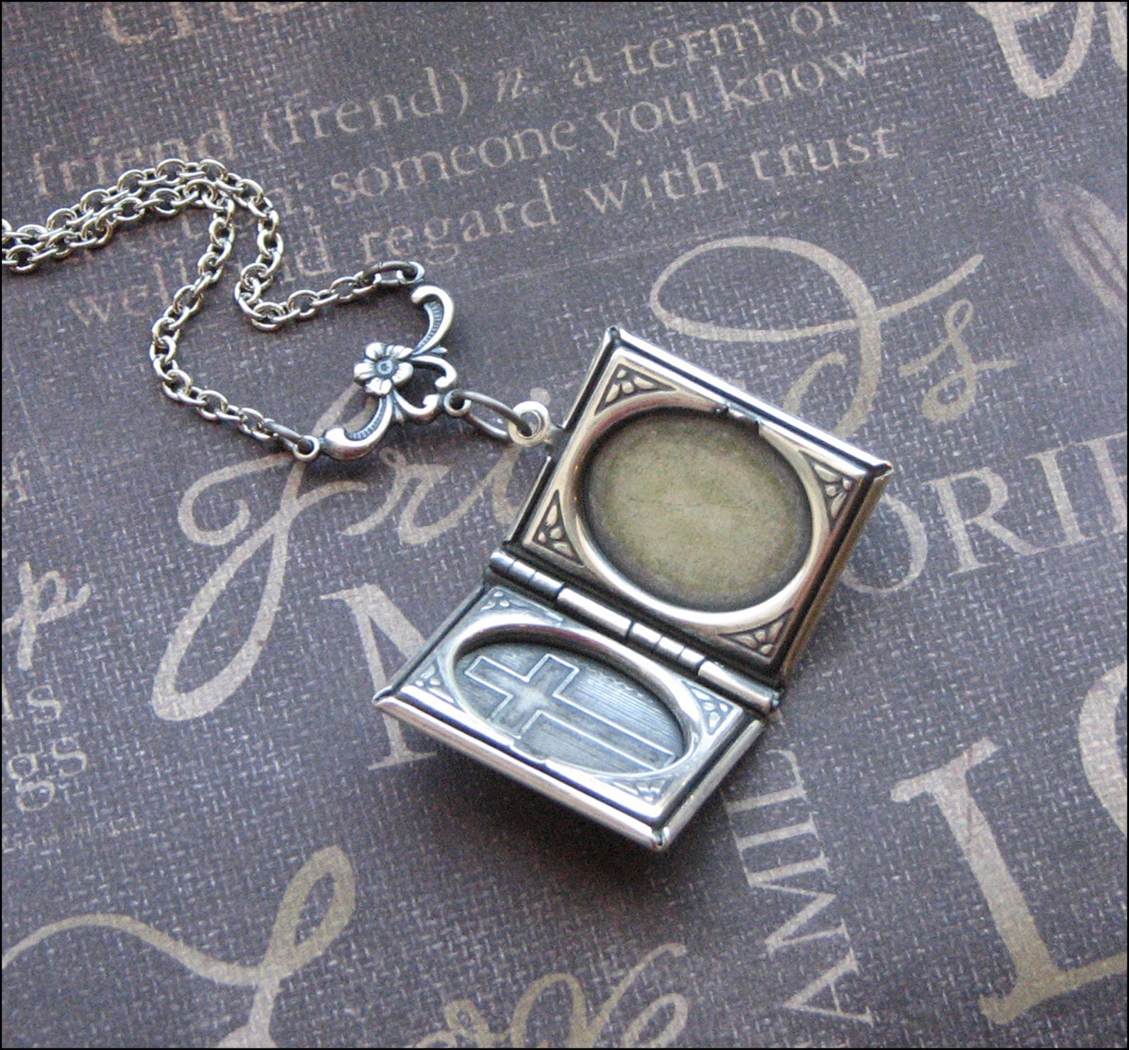 Silver Tree Book Locket Necklace Enchanted Tree of Life - Etsy