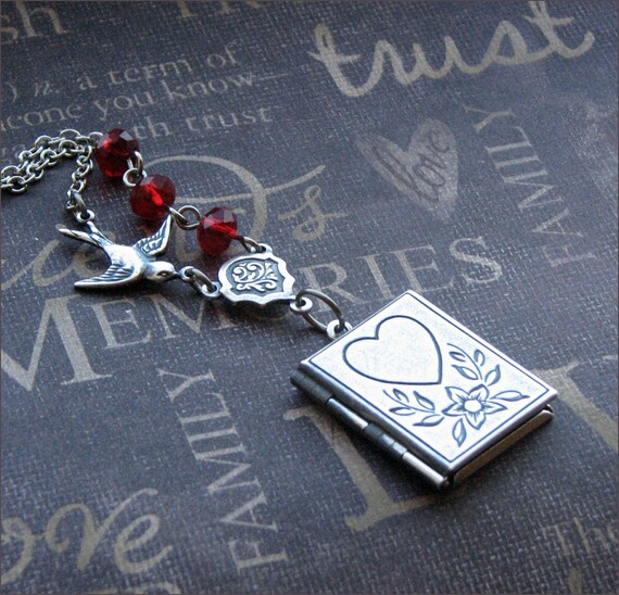 Silver Book Locket Necklace Enchanted Love Story by | Etsy