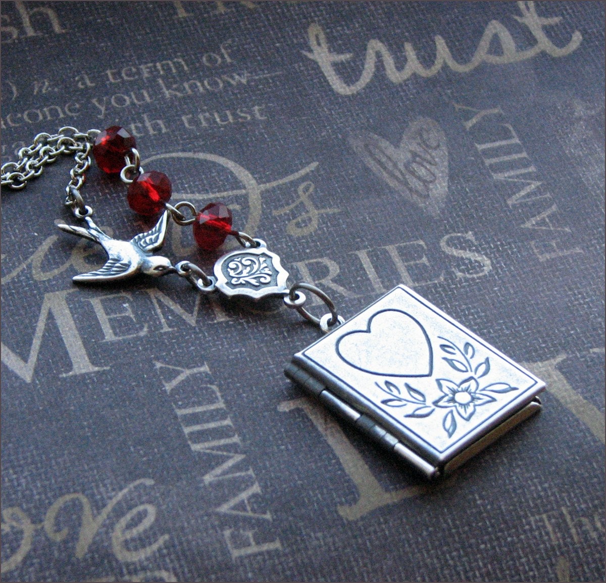 Silver Book Locket Necklace Enchanted Love Story by | Etsy